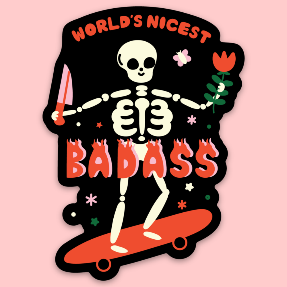 World's Nicest Badass Skeleton Sticker – Vortex Souvenir