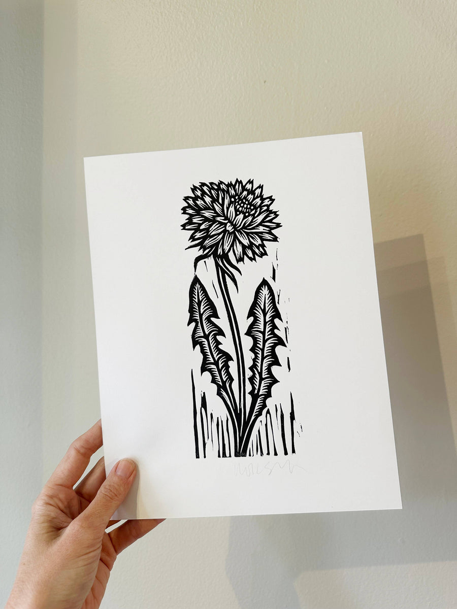 Dandelion Linocut Art Print – Vortex Souvenir